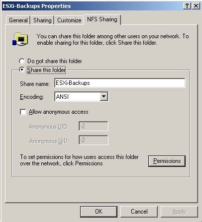 Mike Trello S Blog Setting Up An NFS Share To Receive ESXi 4 1 VM Backups