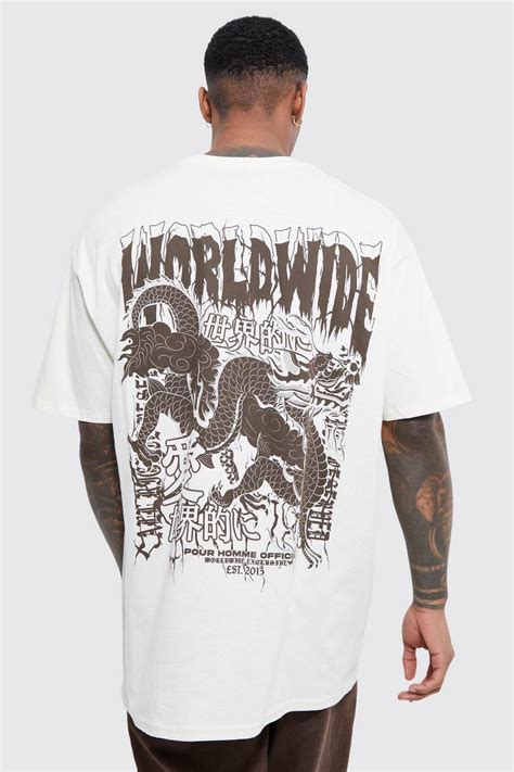 Mens Oversized Dragon Graphic T Shirt Boohoo Uk