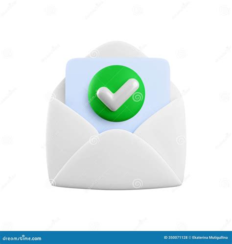 Vector Cartoon 3d Confirmed Message Icon 3d Render Open Envelope Paper With Green Check Mark