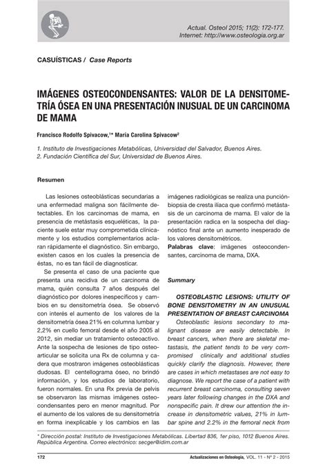 Pdf Osteoblastic Lesions Utility Of Bone Densitometry In An Unusual