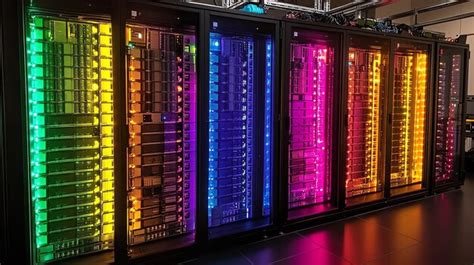 Colorful Server Racks In A Data Center Premium Ai Generated Image