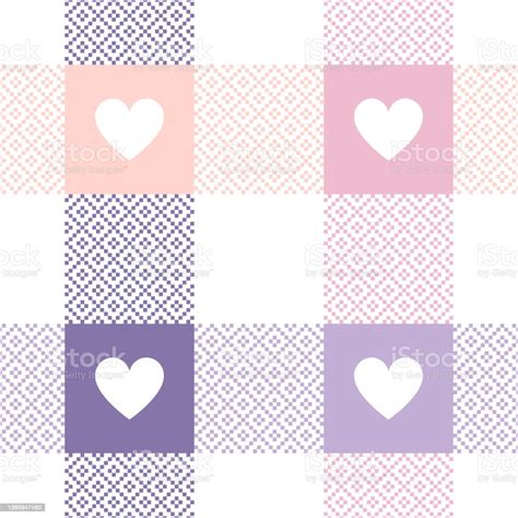 파스텔 라일락의 심장 검사 패턴 발렌타인 데이를위한 분홍색 흰색 추상 기하학적 타탄 버팔로 체크 격자무늬 식탁보 피크닉 담요 다른 봄 여름 휴가 섬유 또는 종이 디자인