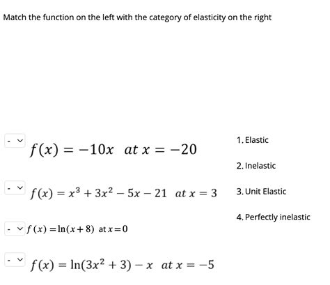 Solved Match The Function On The Left With The Category