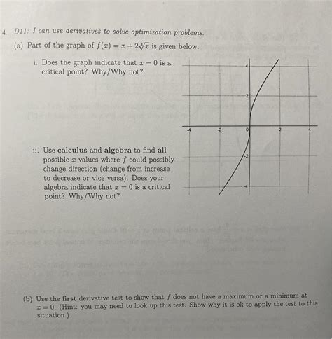Solved D11 I Can Use Derivatives To Solve Optimization
