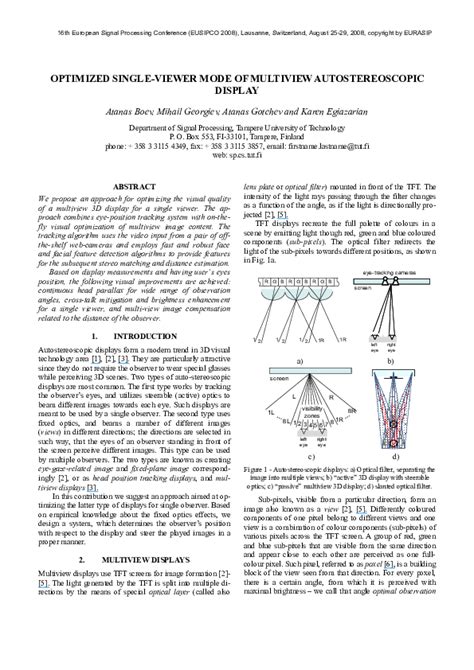 Pdf Optimized Single Viewer Mode Of Multiview Autostereoscopic Display