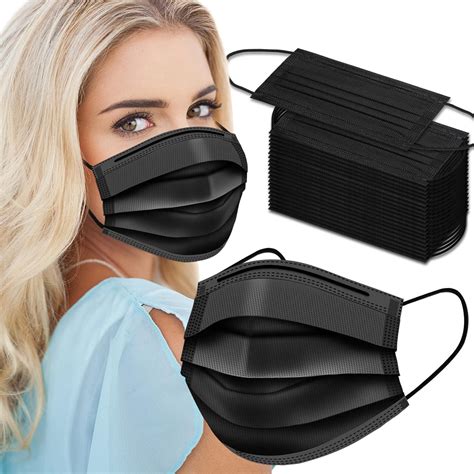 Black Disposable Face Masks 50 Pack 3 Ply Disposable Masks