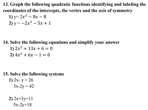 Solved Graph The Following Quadratic Functions Chegg