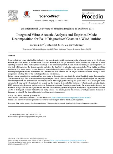 Pdf Integrated Vibro Acoustic Analysis And Empirical Mode Decomposition For Fault Diagnosis Of