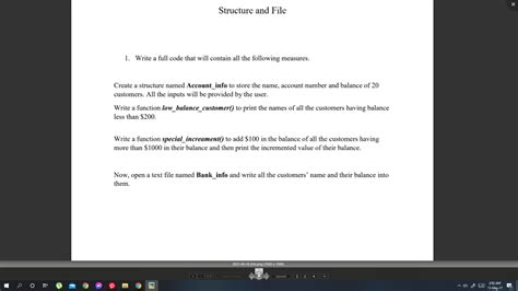Solved Structure And File 1 Write A Full Code That Will