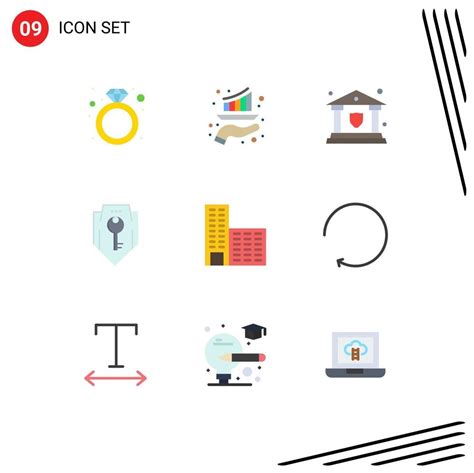 9 Thematic Vector Flat Colors And Editable Symbols Of Shield Protection Report Key Shield