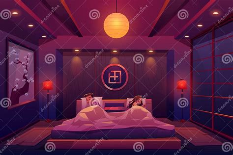 Молодые пары спать во сне кровати человека и женщины Иллюстрация