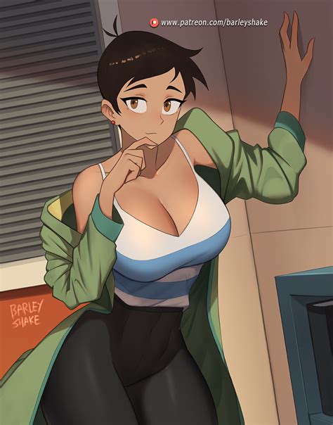 Rule 34 1girls Barleyshake Big Breasts Black Hair Breasts Brown Eyes Cleavage Clothed Clothing