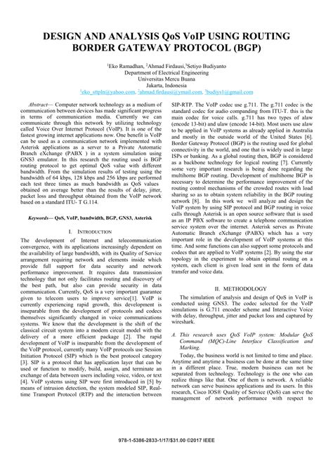 Pdf Design And Analysis Qos Voip Using Routing Border Gateway