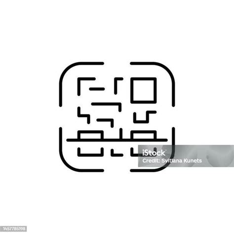 Qr 코드 줄 아이콘입니다 데이터 데이터베이스 검색 데이터 암호화 코딩 기술 마킹 제품 코딩 데이터 암호화의 개념 흰색 배경에 벡터 검은 선 아이콘 0명에 대한 스톡 벡터