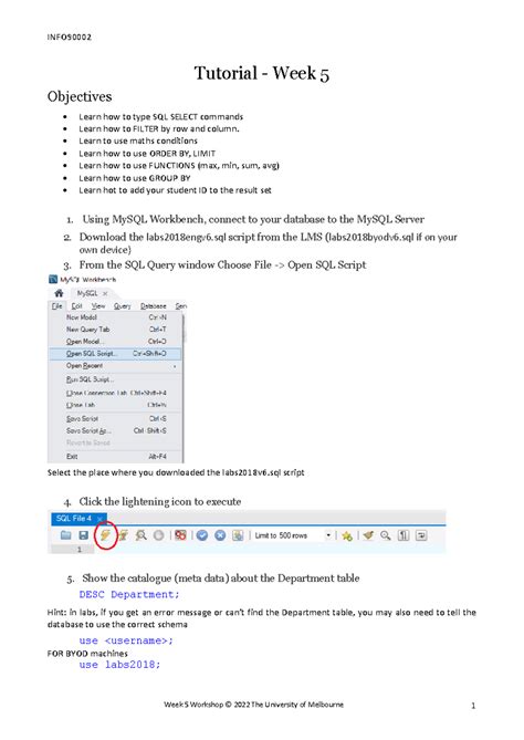 week5 tute sqlintro tutorial tutorial week 5 objectives learn