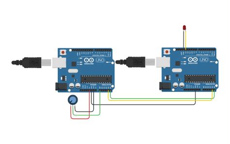 Circuit Design I2c Communication 2 Arduinos Tinkercad