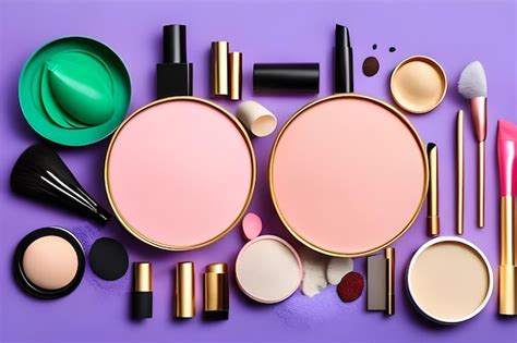 Premium Photo Blank Space For Text With Cosmetics Surrounding Color Background