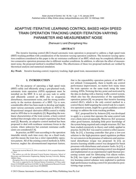 PDF Adaptive Iterative Learning Control Based High Speed Train Operation Tracking Under