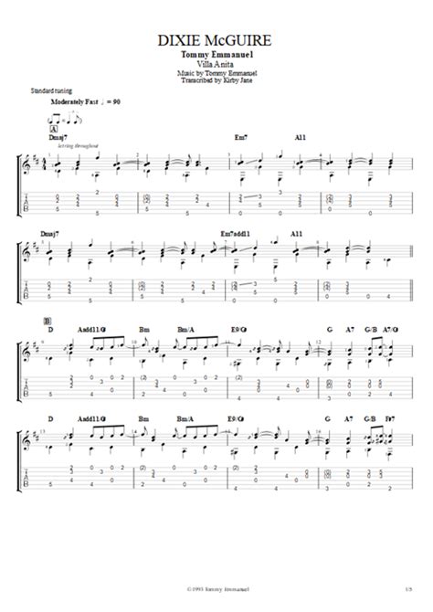 Dixie Mcguire Tab By Tommy Emmanuel Guitar Pro Full Score Mysongbook