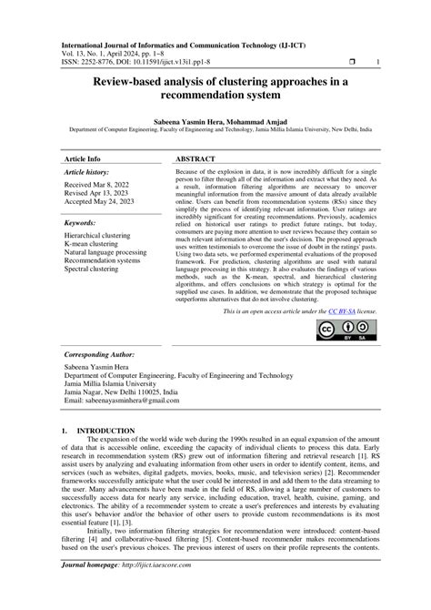 Pdf Review Based Analysis Of Clustering Approaches In A Recommendation System