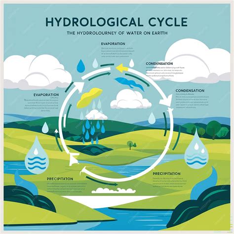 The Hydrological Cycle Process Visually For Learning Course Water Hydrological Cycle Infographic