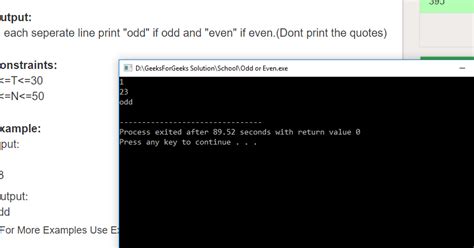 Geeksforgeeks Solution For Odd Or Even