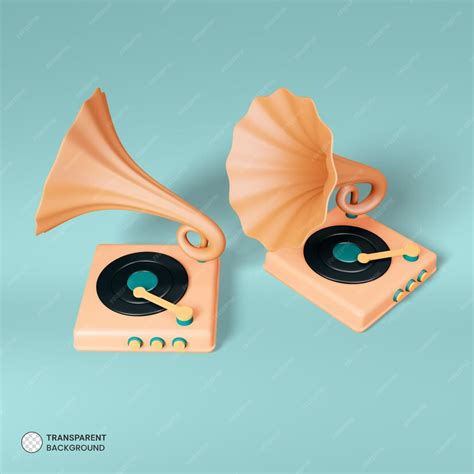 레트로 비닐 디스크 축음기 아이콘 격리 된 3d 렌더링 그림 무료 Psd 파일