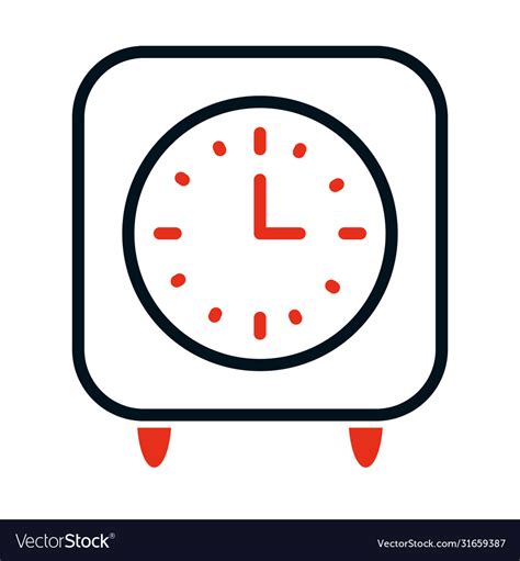 Table Clock Icon Half Line Color Style Royalty Free Vector