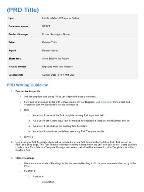 Contoh Template Prd Pdf Mobile App Information Technology
