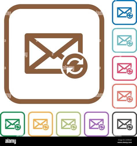 Syncronize Mails Simple Icons In Color Rounded Square Frames On White Background Stock Vector