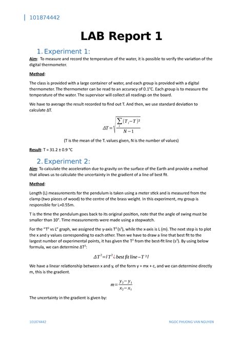 LAB Report Lab LAB Report Experiment Aim To Measure And Record The