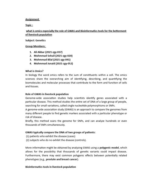 assignment genetics pdf single nucleotide polymorphism genome