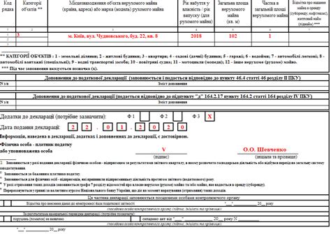 Нова форма декларації про майновий стан та доходи Приклад заповнення