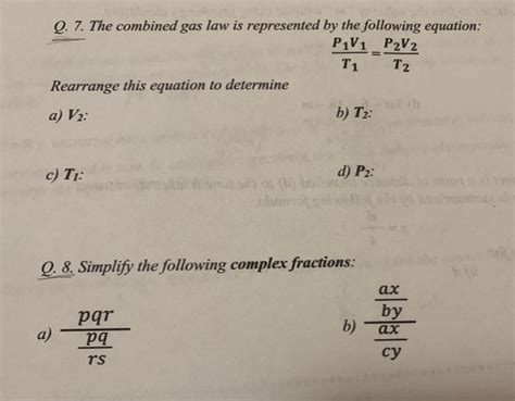 solved q 7 the combined gas law is represented by the