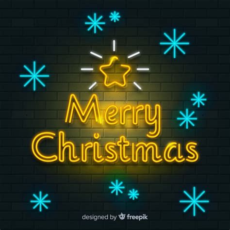 크리스마스 인사말 네온 사인 무료 벡터