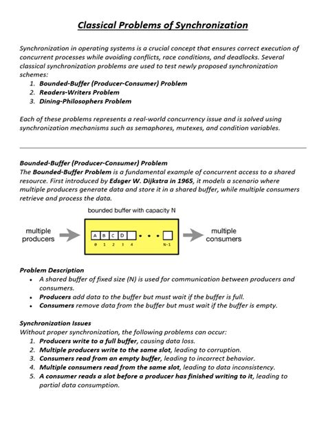 Classical Problems Of Synchronization Pdf Concurrency Computer