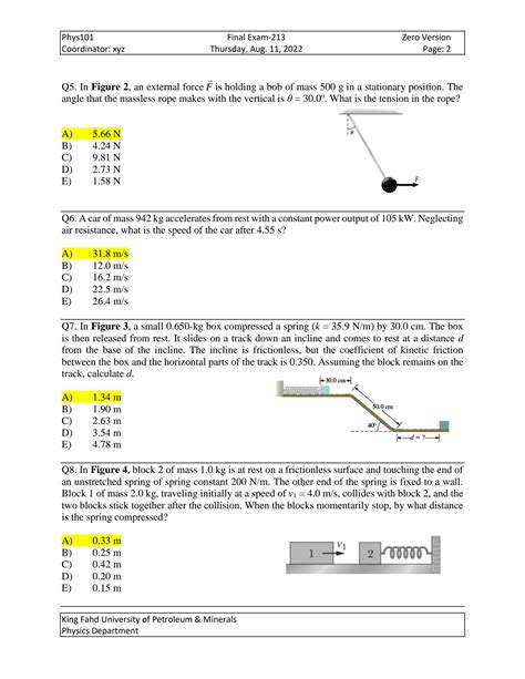 Solution Physics 101 Exam Studypool