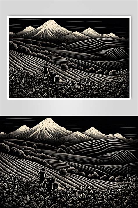 Ai数字艺术复古铜版画茶园茶叶插画 众图网 花瓣网