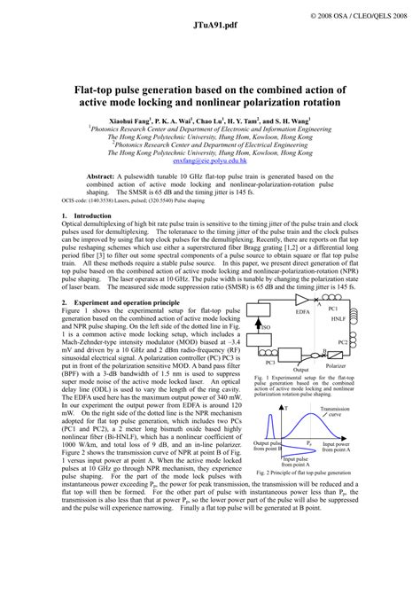 Pdf Flat Top Pulse Generation Based On The Combined Action Of Active
