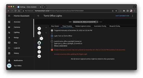Failed To Call Service Lightturnon An Error Occurred While Updating