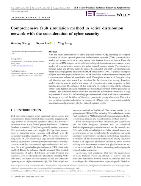 Pdf Comprehensive Fault Simulation Method In Active Distribution