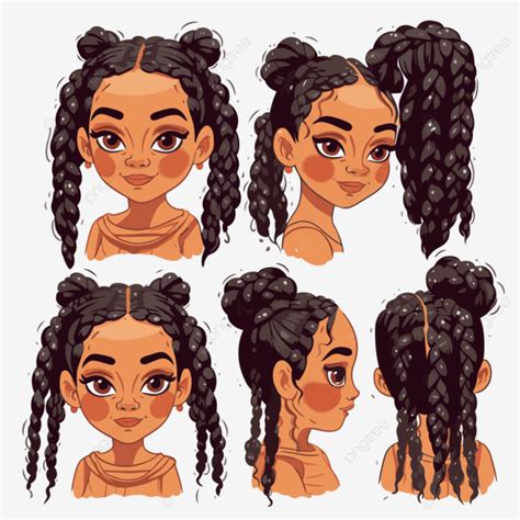 브레이드와 귀여운 헤어스타일 만화를 가진 어린 소녀의 브레이드 클립 아트 삽화 벡터 머리띠 클립 아트 만화 Png 일러스트 및 벡터 에 대한 무료 다운로드 Pngtree