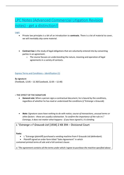 Lpc Notes Advanced Commercial Litigation Revision Notes Get A Distinction Tests Stuvia Us