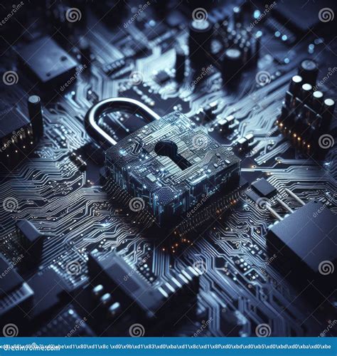 Cybersecurity Concept Padlock Circuit Board Data Center Stock Image Image Of Internet Safe