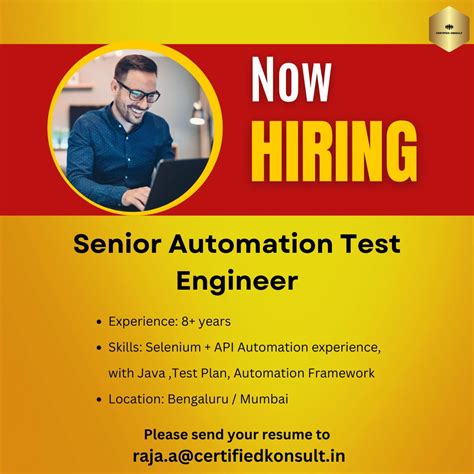 hiring seniorautomationengineer qajobs selenium apiautomation
