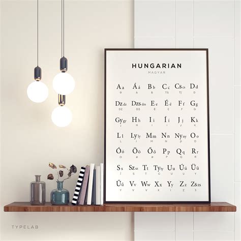 Hungarian Alphabet Chart Print Hungary Language Poster Magyar