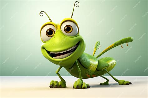 Premium Ai Image Cute Cartoon Grasshopper Character