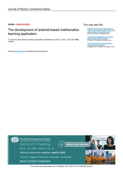 Pdf The Development Of Android Based Mathematics Learning Application