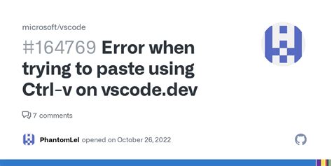 Error When Trying To Paste Using Ctrl V On Vscodedev · Issue 164769 · Microsoftvscode · Github