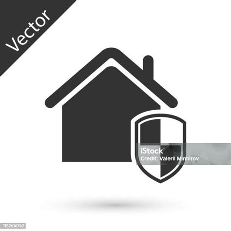 흰색 배경에 고립 된 보호 아이콘 아래 회색 집 집과 방패 보호 안전 보안 보호 방위 개념 벡터 일러스트 0명에 대한 스톡 벡터 아트 및 기타 이미지 Istock